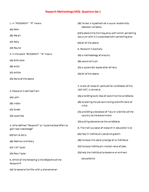 Research Design MCQ With Answers PDF - Research Design MCQ With Answers ...