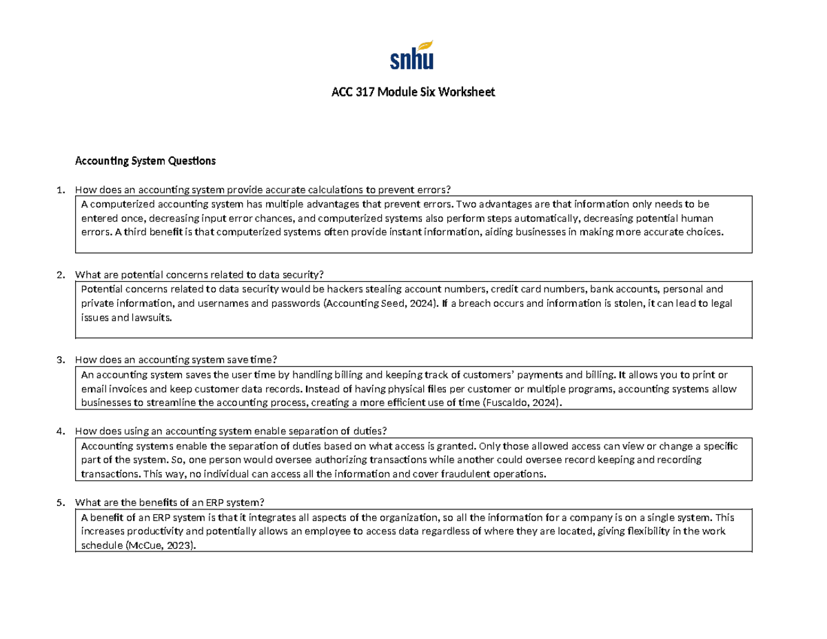 ACC 317 Module Six Worksheet - ACC 317 Module Six Worksheet Accounting ...
