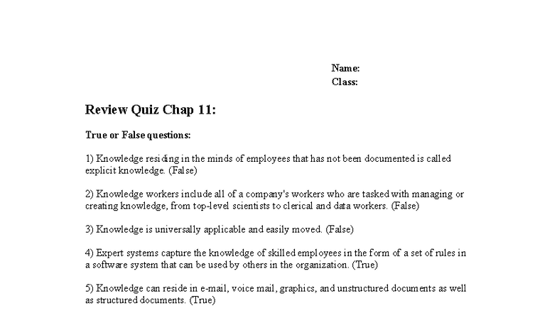 EBBA Week 11 Quiz: True/False & Multiple Choice Questions - Studocu