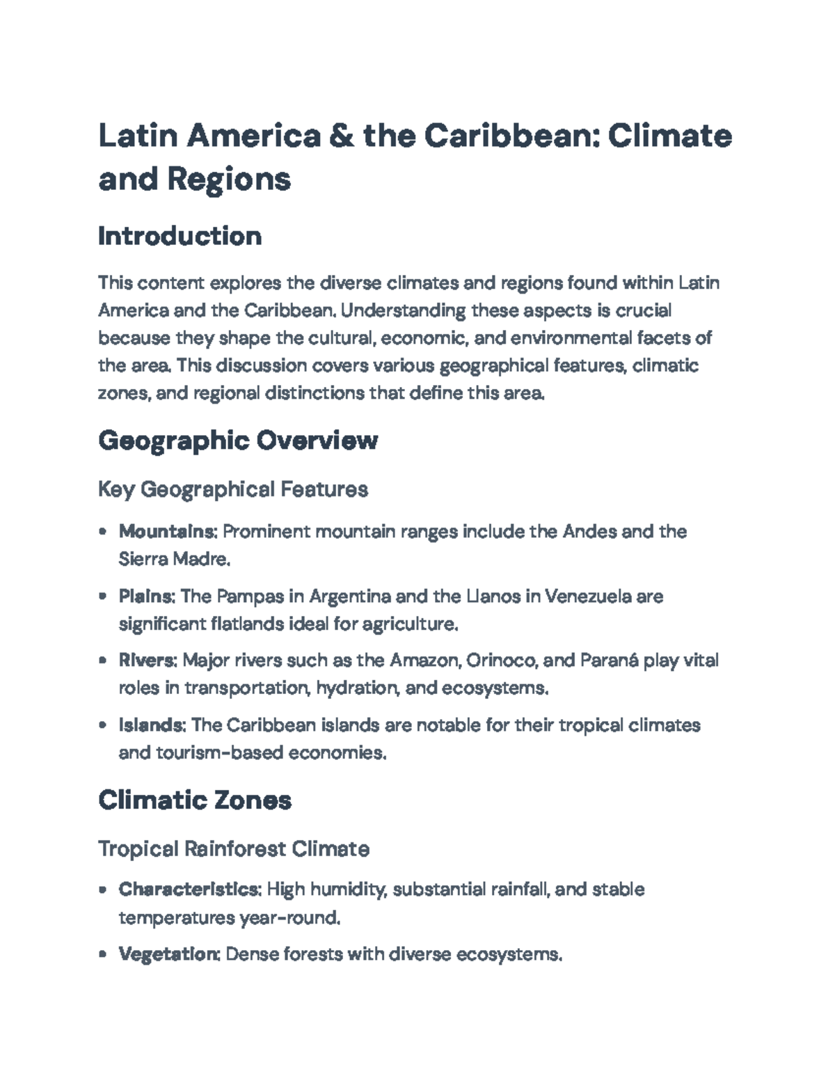 Latin America & the Caribbean: Climate and Regional Overview - Latin ...