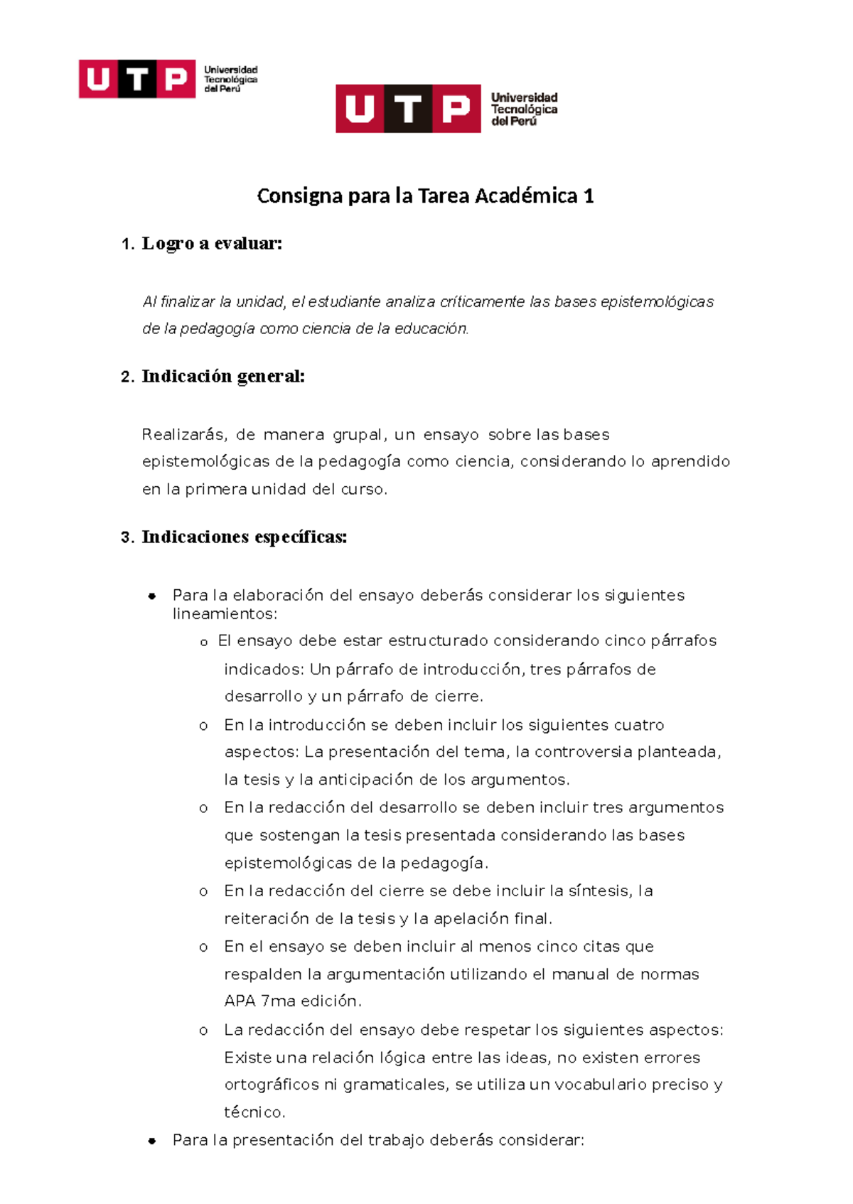 (AC–S05) Tarea Académica 1: Ensayo sobre Epistemología Pedagógica - Studocu