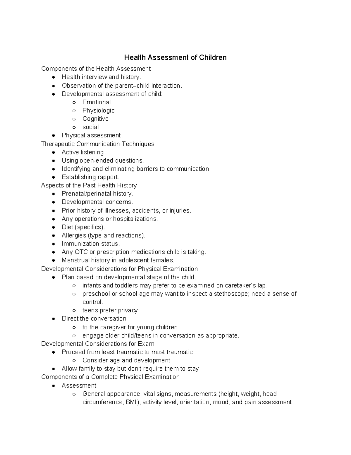 Health Assessment of Children - Health Assessment of Children ...