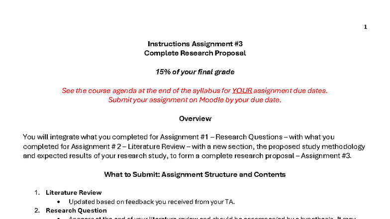 PSYC310 Assignment 3: Complete Research Proposal Guidelines - Studocu