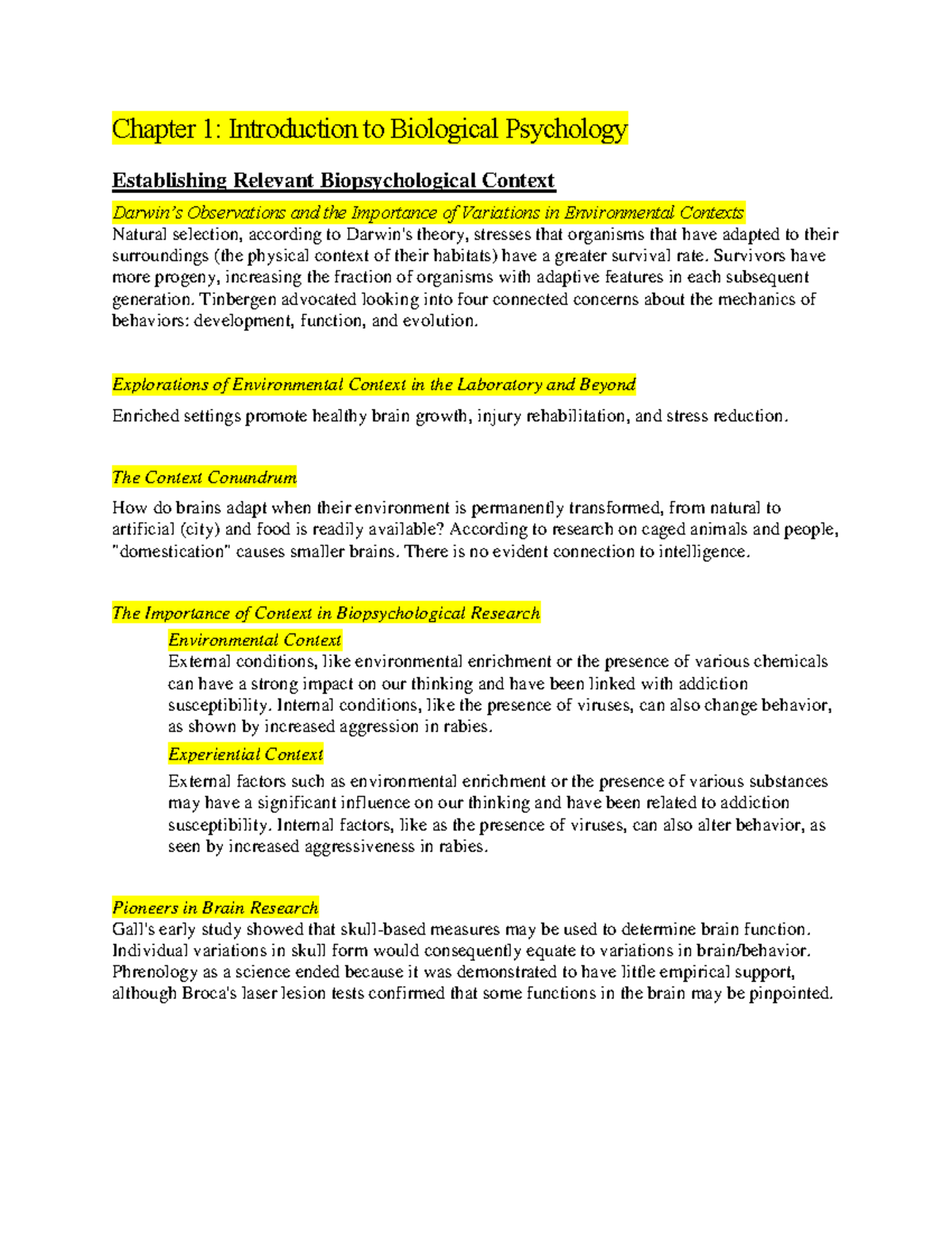 Chapter 1 Intro to Biological Psychology - Chapter 1: Introduction to ...