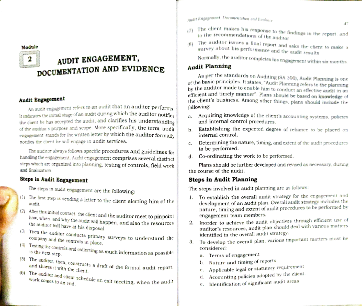 Auditing module - 2 - Module AUDIT ENGAGEMENT, DOCUMENTATION AND ...