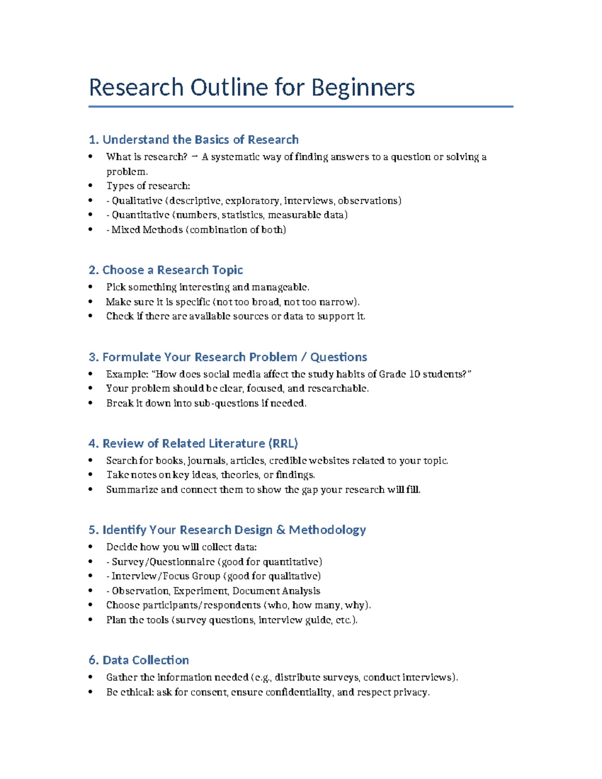 Research Outline for Beginners: A Step-by-Step Guide - Studocu