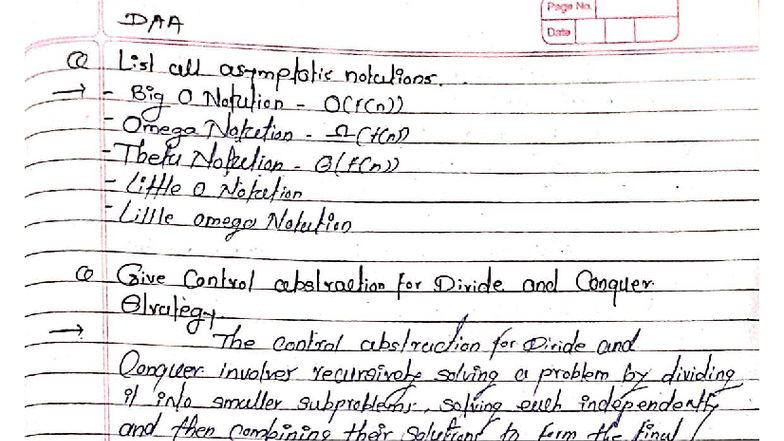 DAA 101: Asymptotic Notations and Algorithm Analysis Notes - Studocu