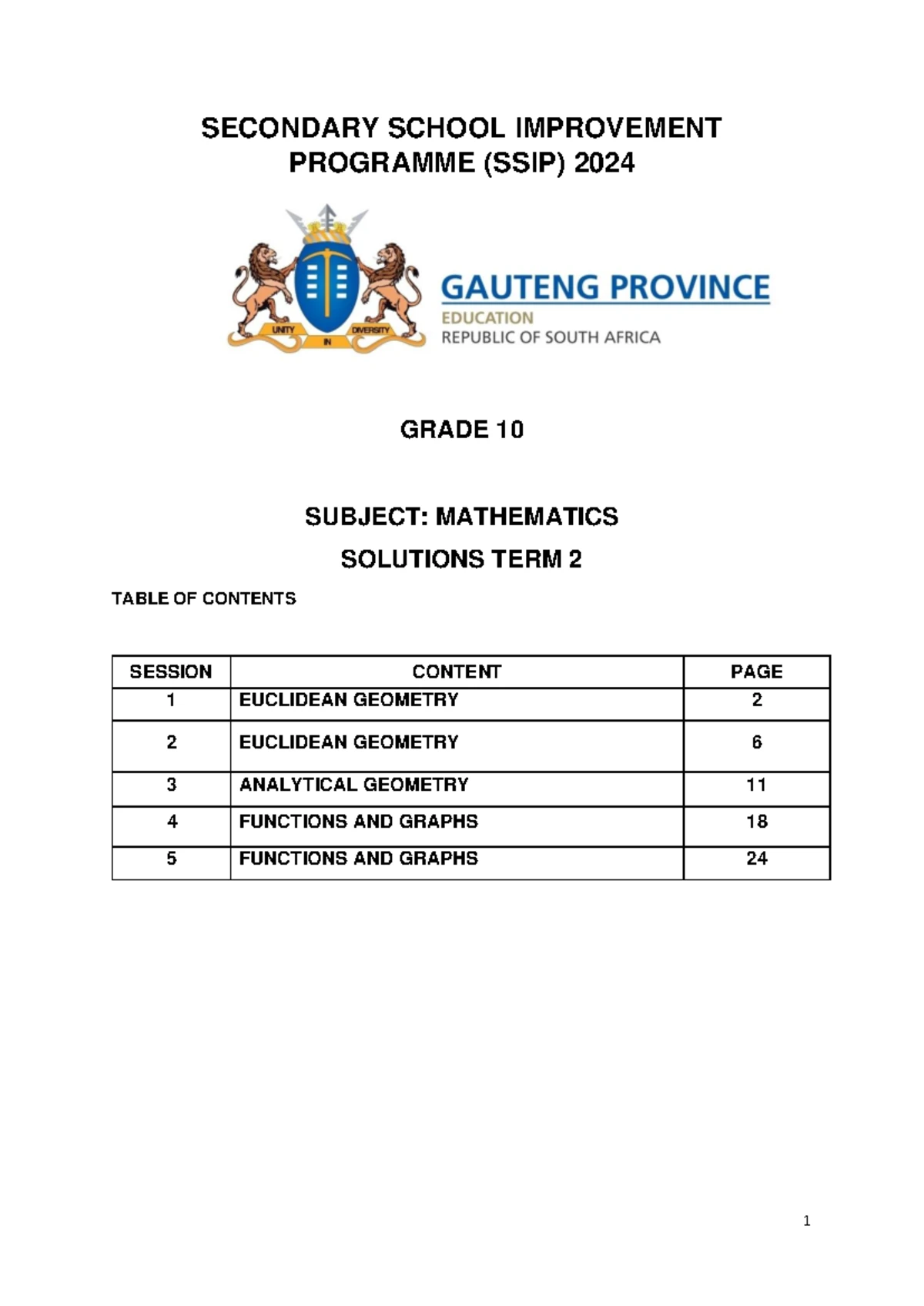 Grade 10 SSIP - Term 2 Mathematics Learner Notes & Geometry Concepts ...