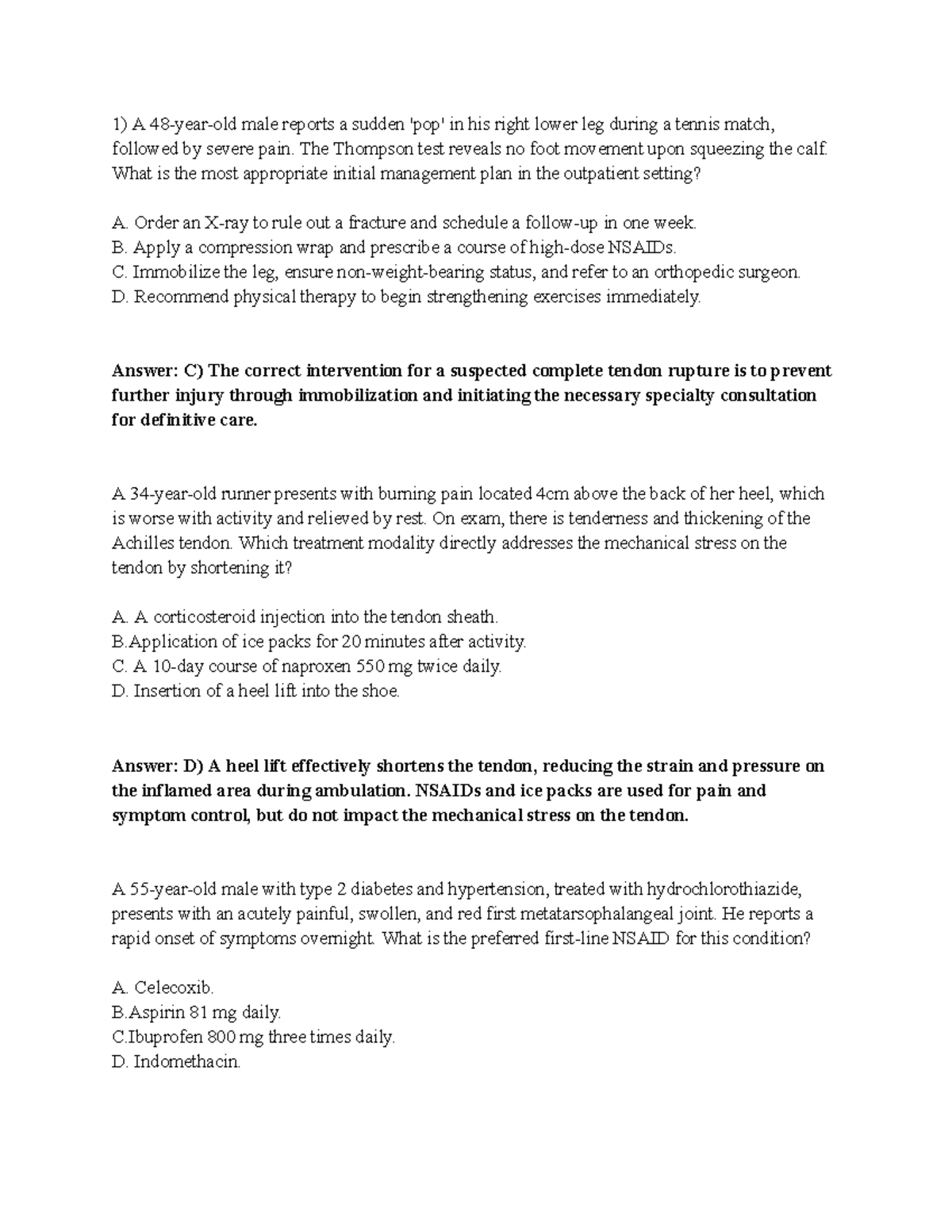 MSK Practice Questions: Initial Management and Diagnosis Strategies ...