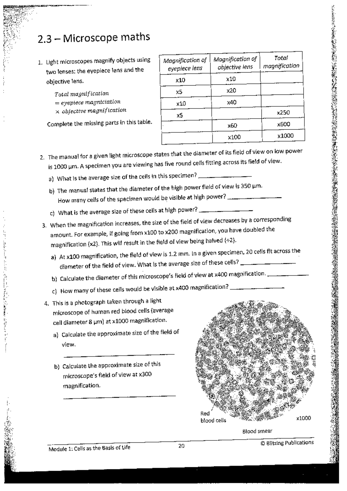 Microscope Maths: Understanding Magnification & Field of View - Studocu