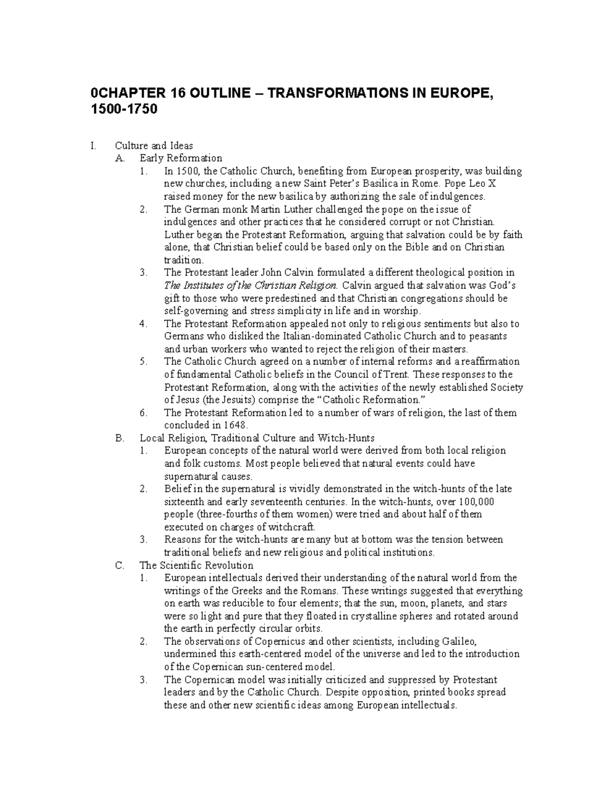 Chapter 16 Outline Transformations in Europe - 0 CHAPTER 16 OUTLINE ...