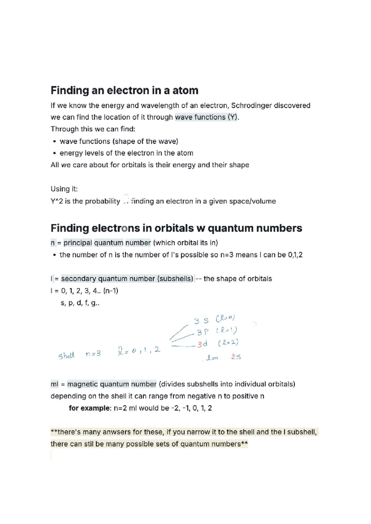 Chem 201: Finding Electrons in Atoms and Quantum Numbers - Studocu