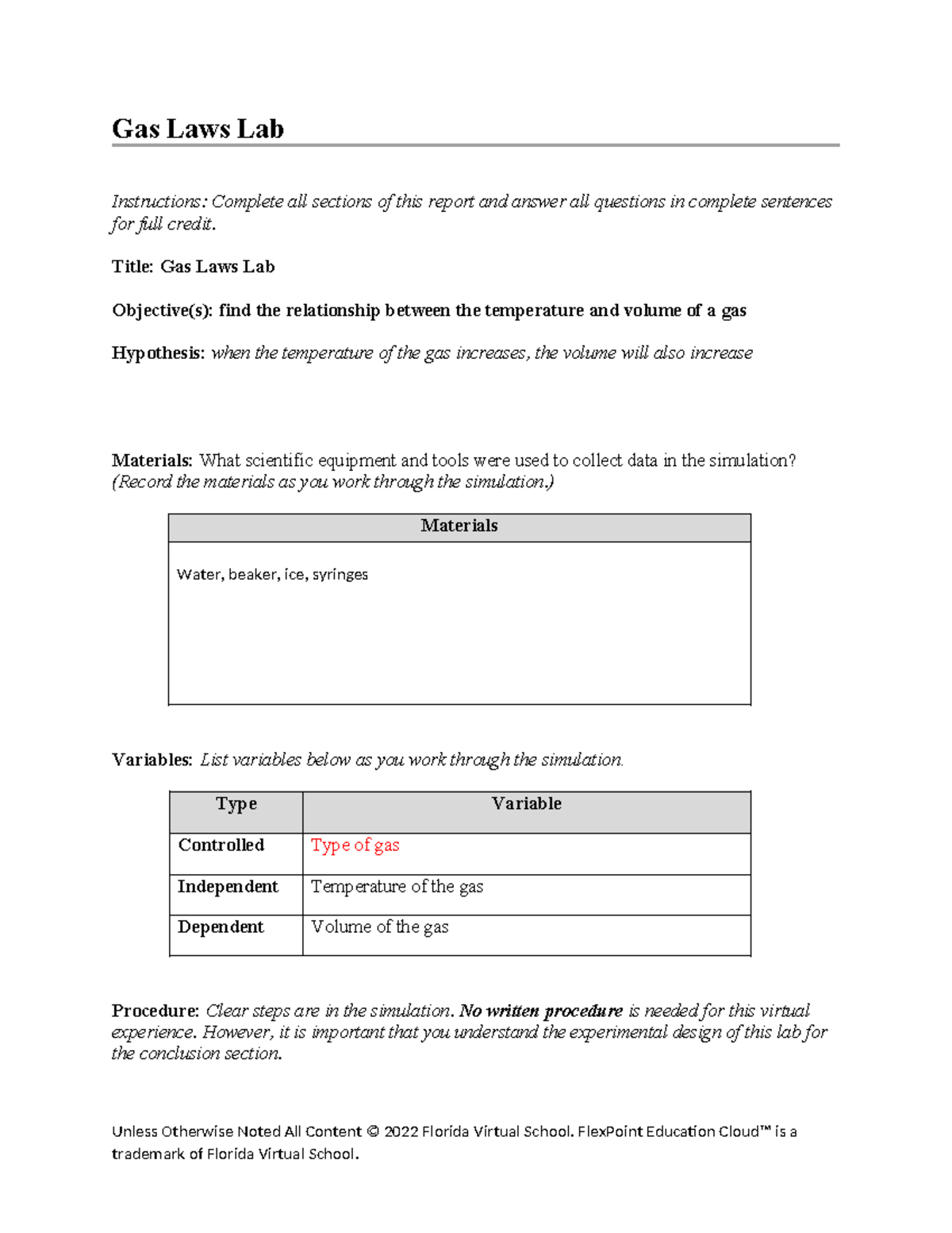 6.05 chemistry - the full assignment is attached - Gas Laws Lab ...