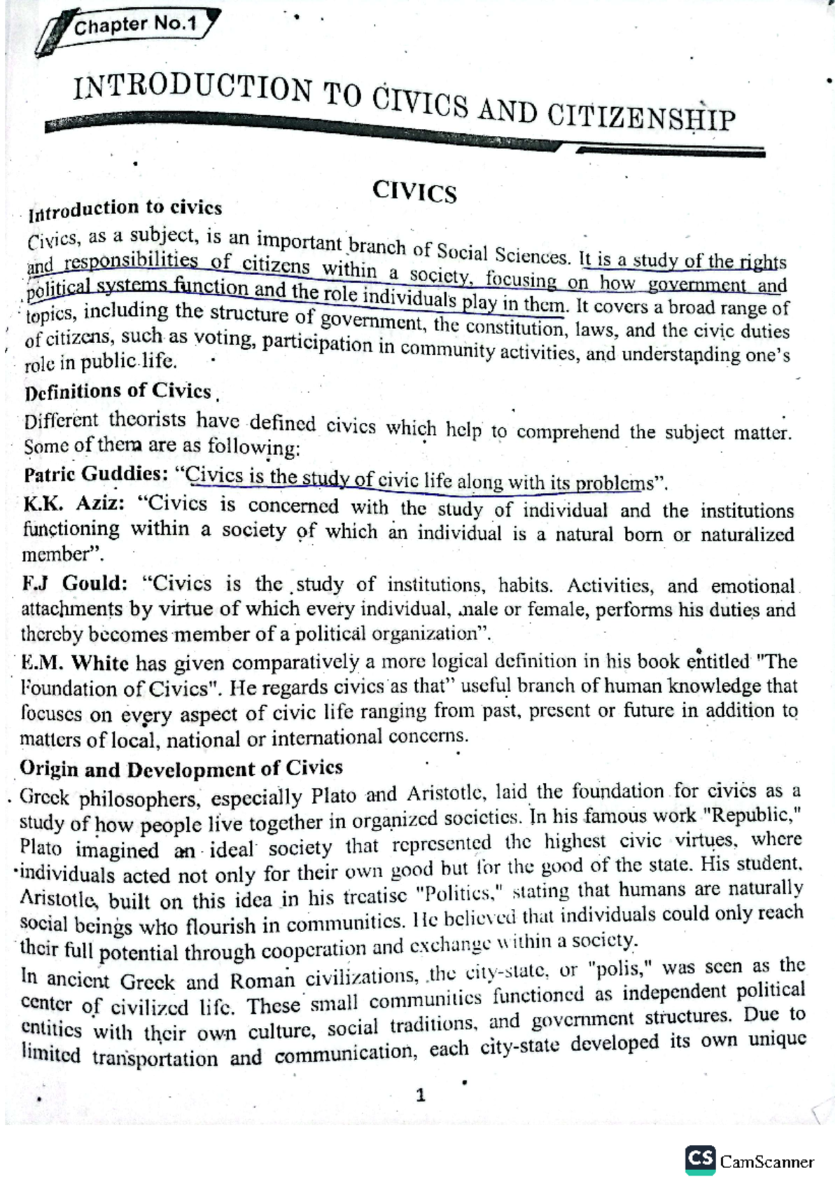 CCE Chp#1,2 - Understanding Civics & Citizenship Responsibilities - Studocu