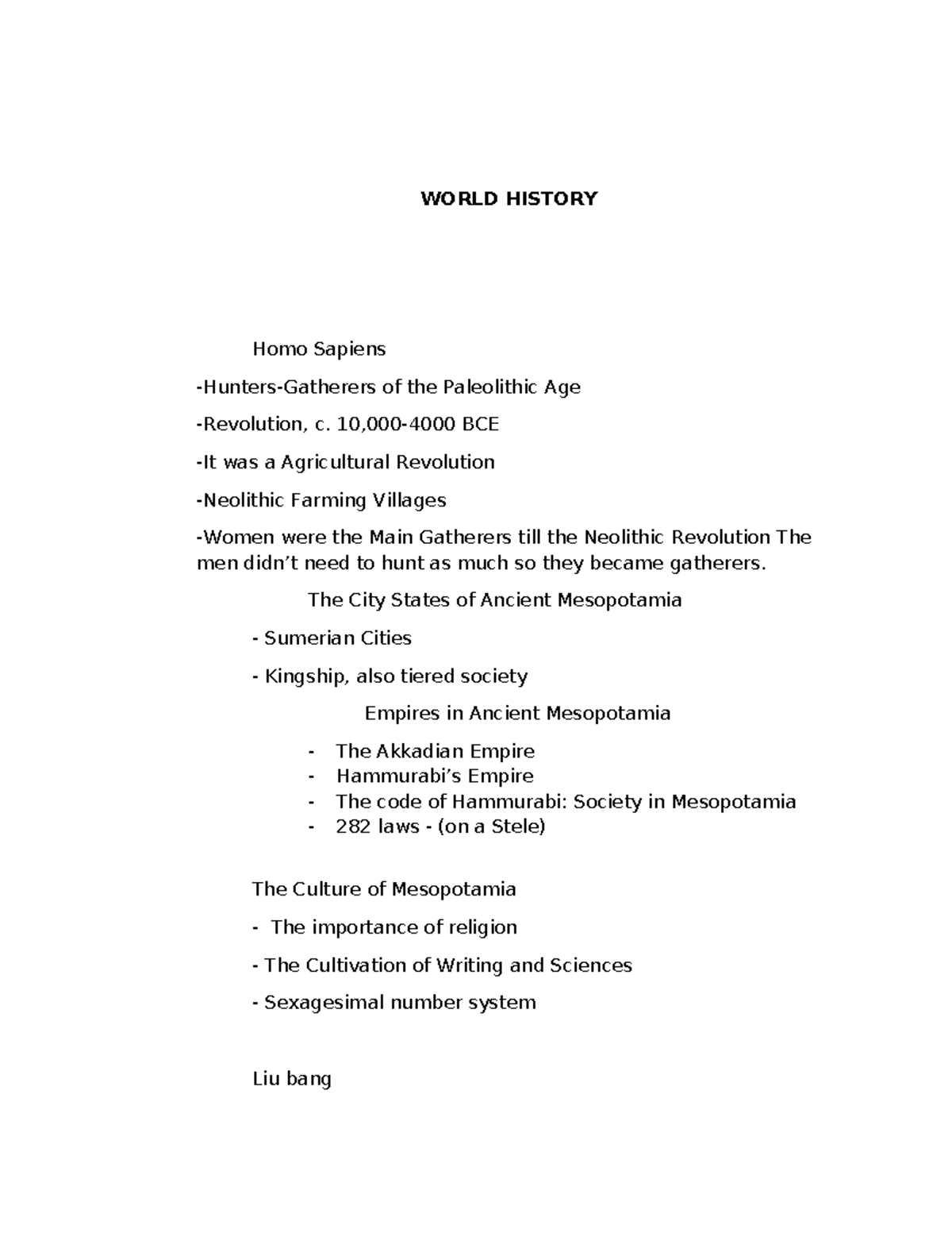 WORLD HISTORY: Key Themes from Paleolithic to Classical Greece - Studocu