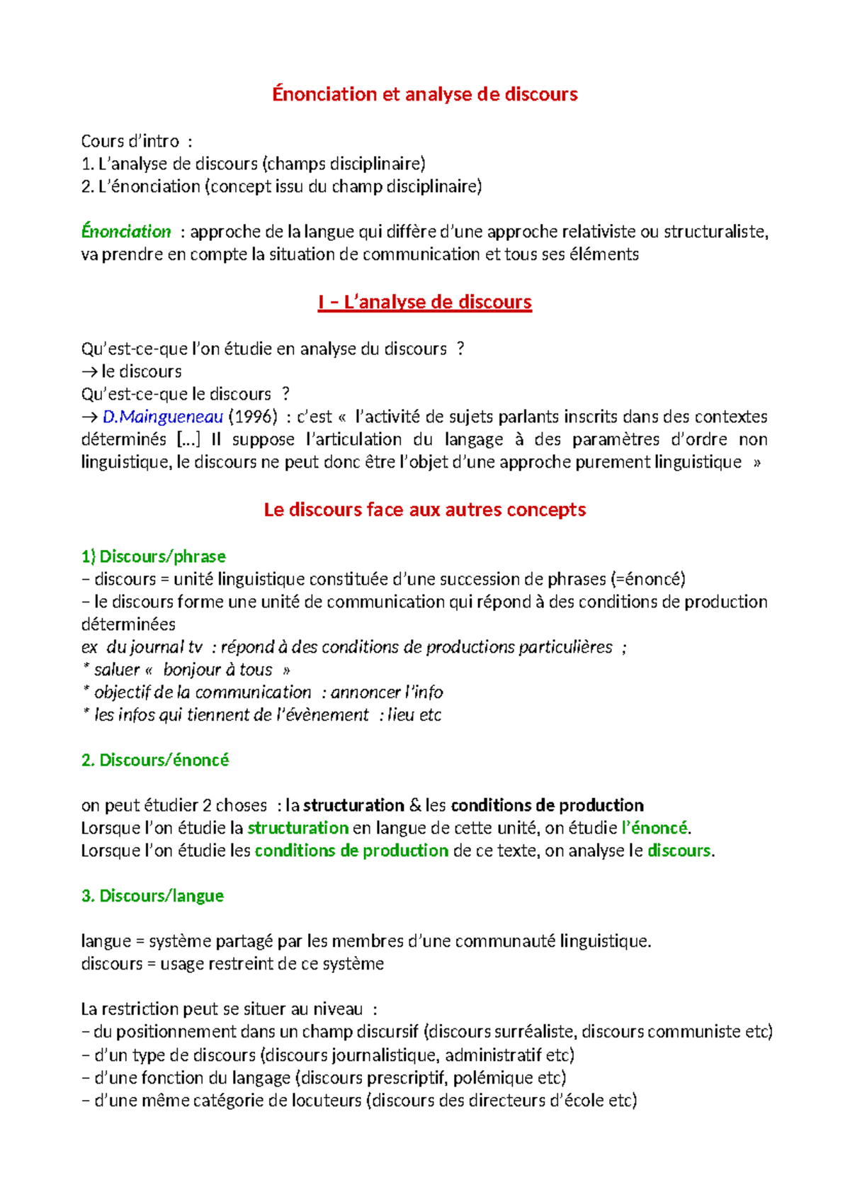 Enonciation et analyse de discours - et analyse de discours Cours : 1 ...