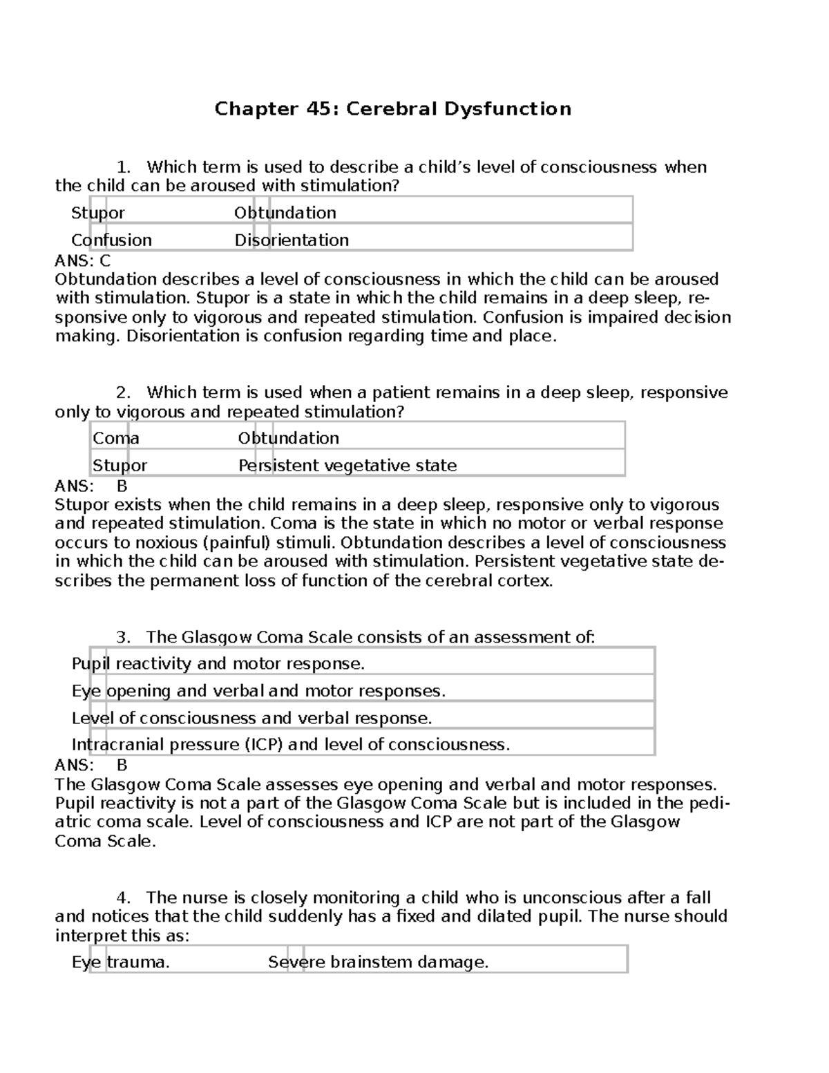 Ch45 - Cerebral Dysfunction: Key Concepts and Nursing Interventions ...