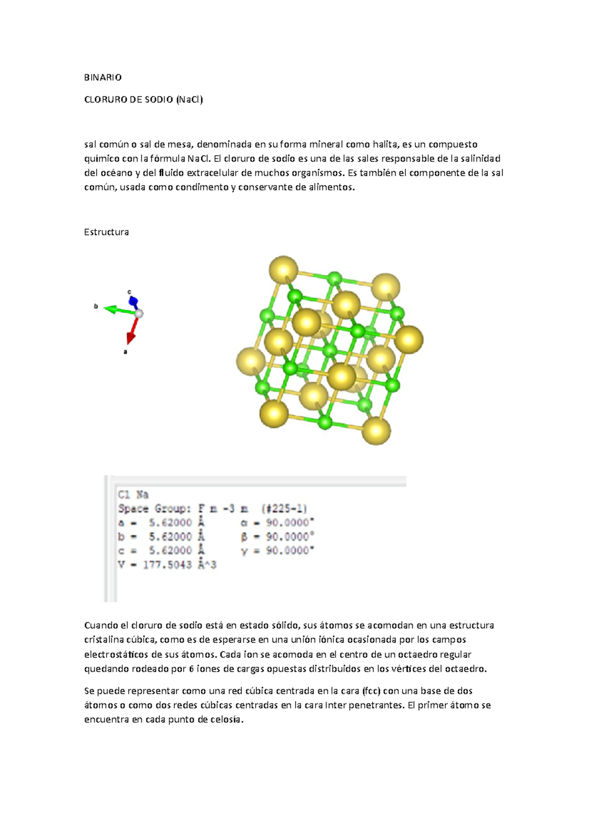 Lab 5-ciencias de los materiales estructuras - BINARIO CLORURO DE SODIO ...