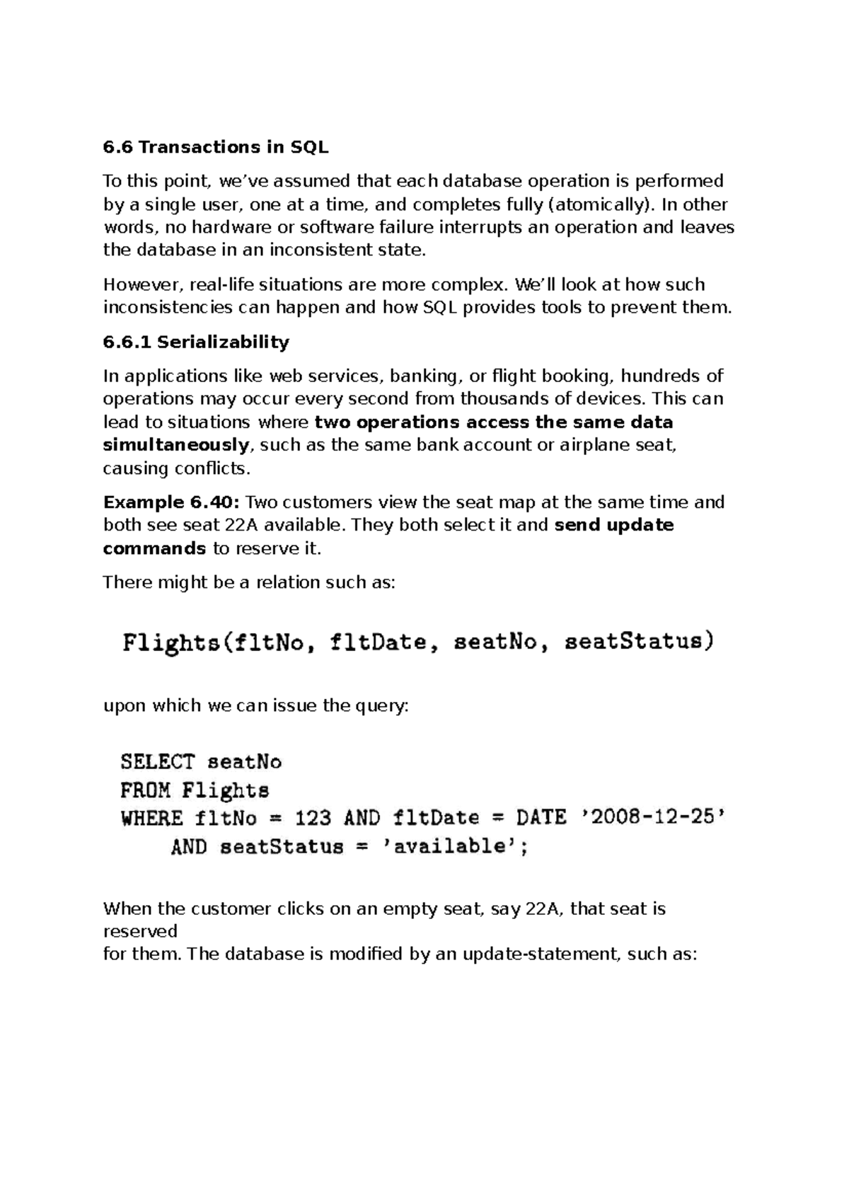 6.6 Transactions in SQL: Ensuring Data Consistency and Isolation - Studocu