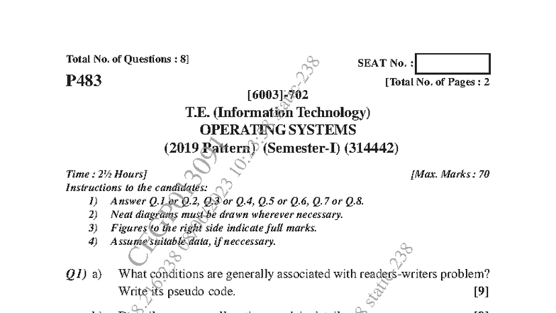 IT T.E. Operating Systems Midterm Exam (2019 Pattern) - May Jun 2023 ...