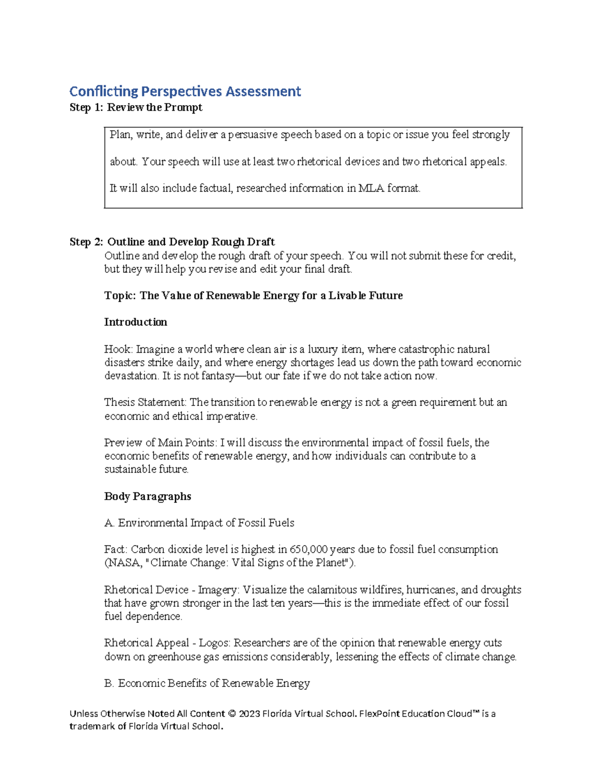 ENG 101: Persuasive Speech on Renewable Energy's Vital Role - Studocu
