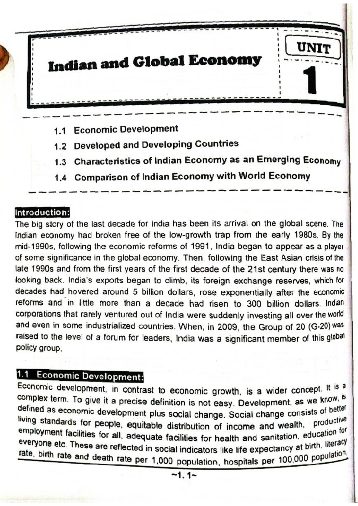 1. Indian and global economy - UNIT Indian and Global Economy 1 ...
