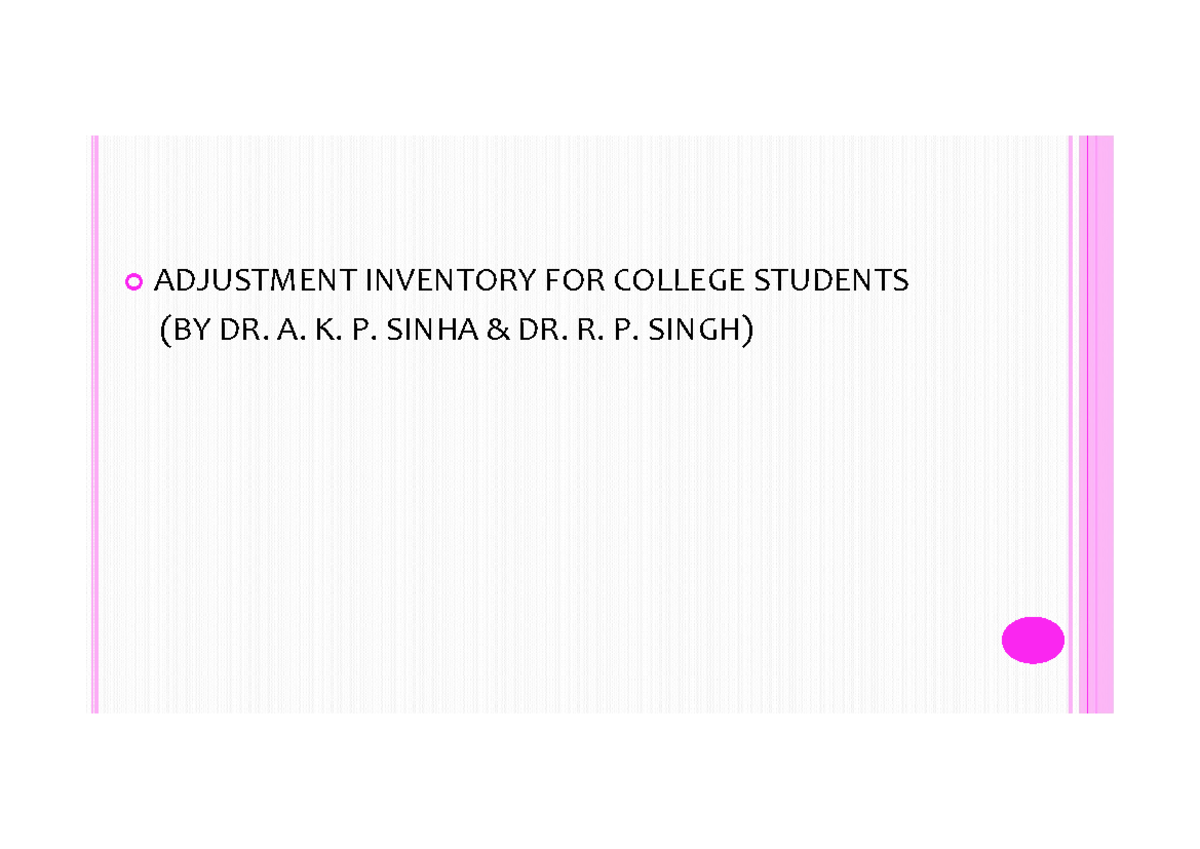 Adjustment Inventory for College Students (AICS) - Overview and ...