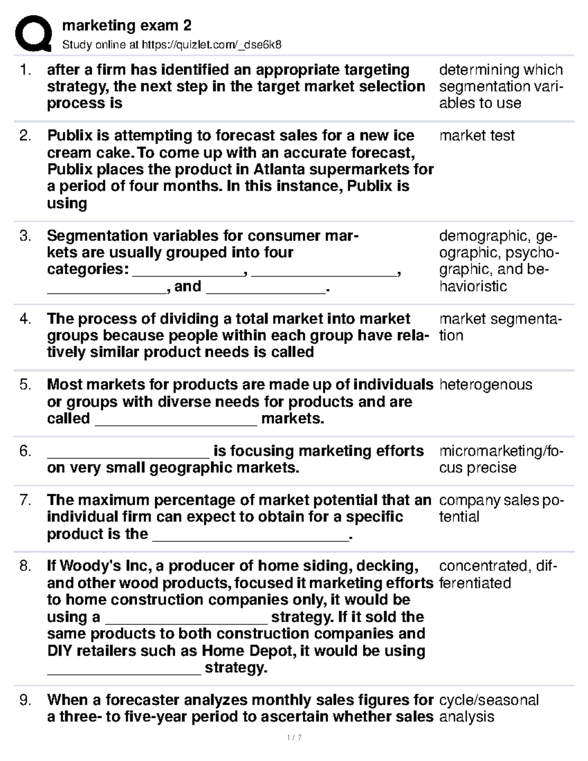 MKT 300 Exam 2 - Comprehensive Study Guide for Marketing Concepts - Studocu