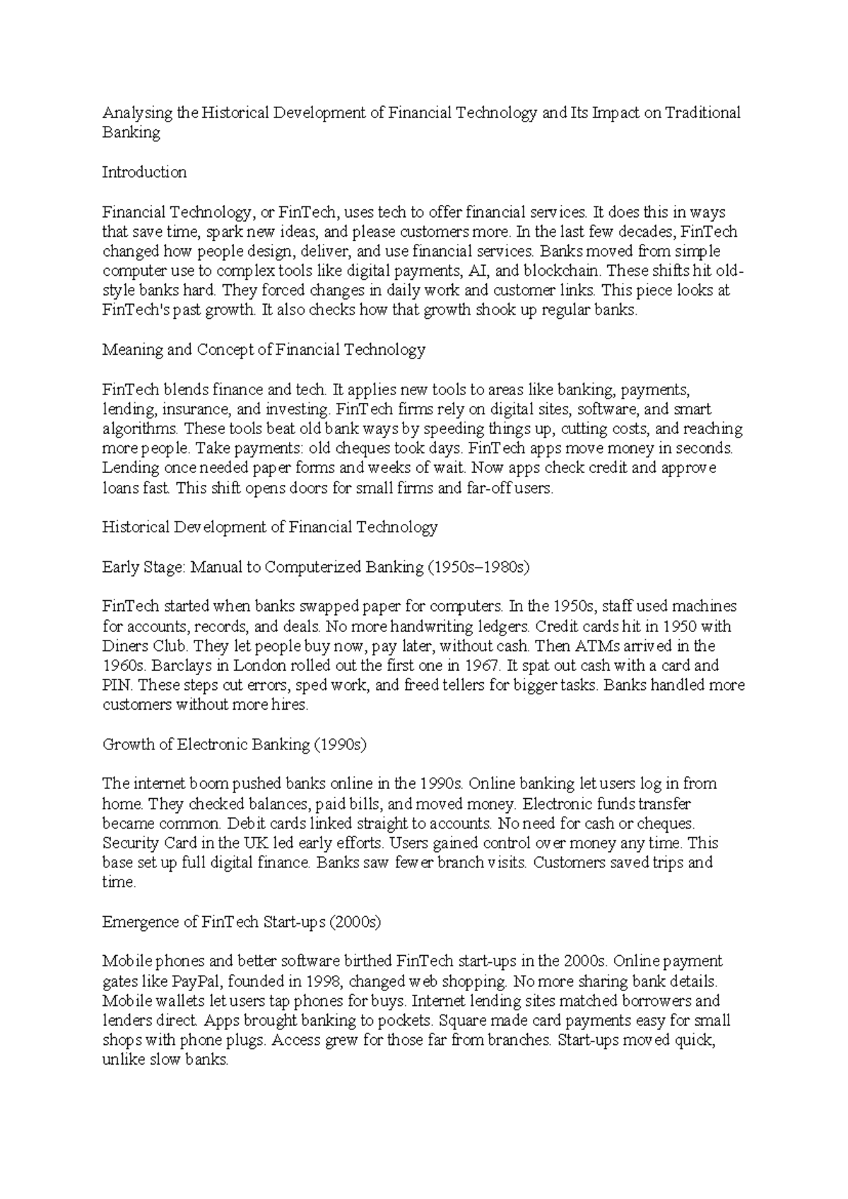 Historical Development of FinTech and Its Effects on Traditional ...