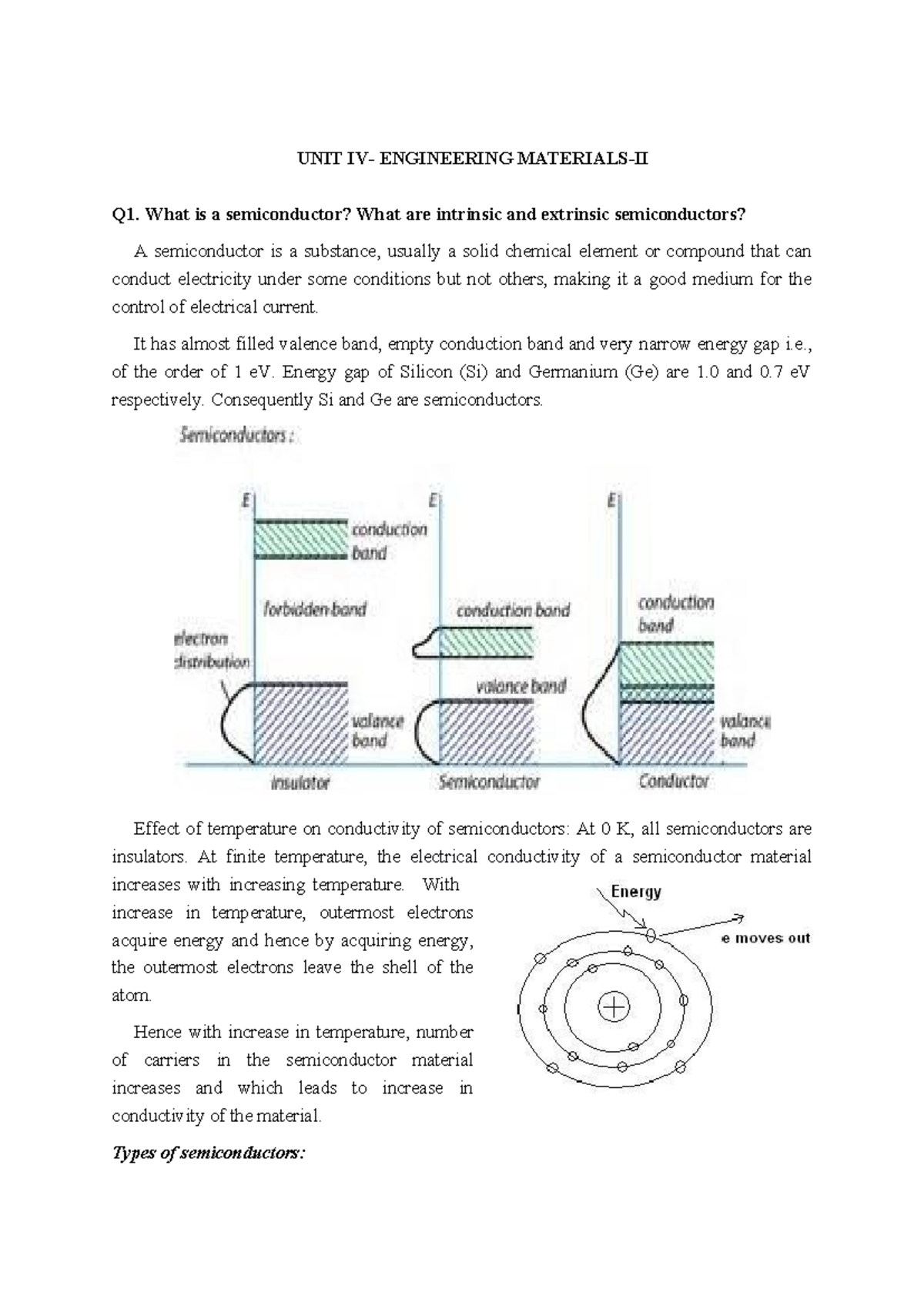 EC UNIT 4 - EDC NOTES: Understanding Semiconductors and Polymers - Studocu