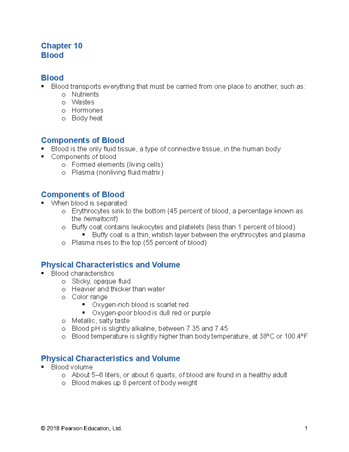 Chapter 10: Blood Components and Functions in Human Physiology - Studocu
