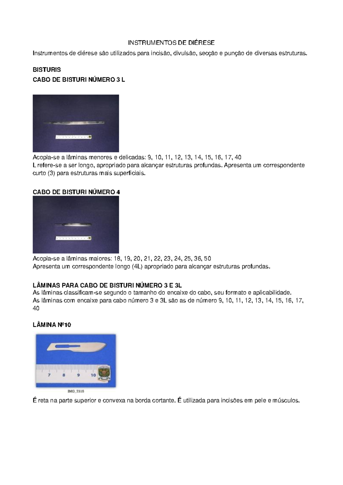Instrumentos de Diérese, Hemostasia e Síntese em Cirurgia - Studocu