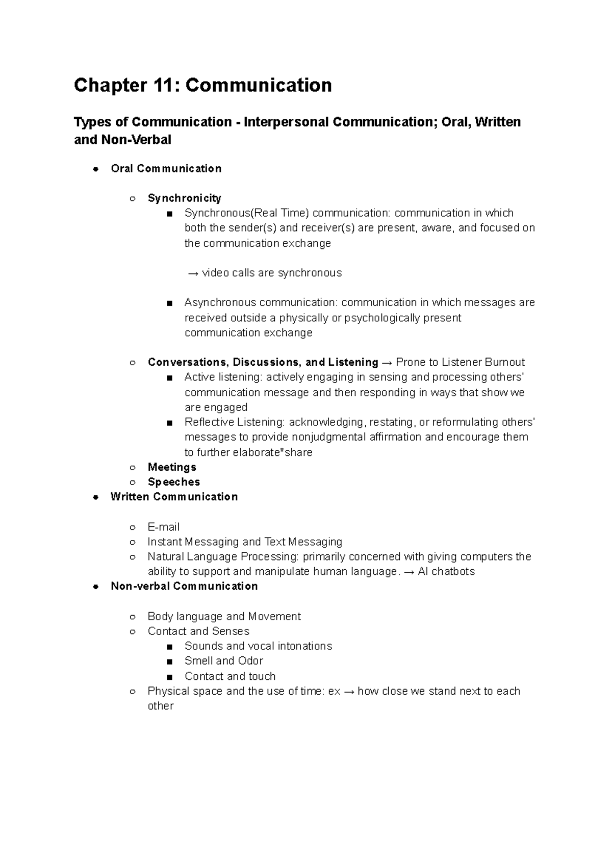 OB Chapter 11 Summary - ,, - Chapter 11 : Communication Types of ...