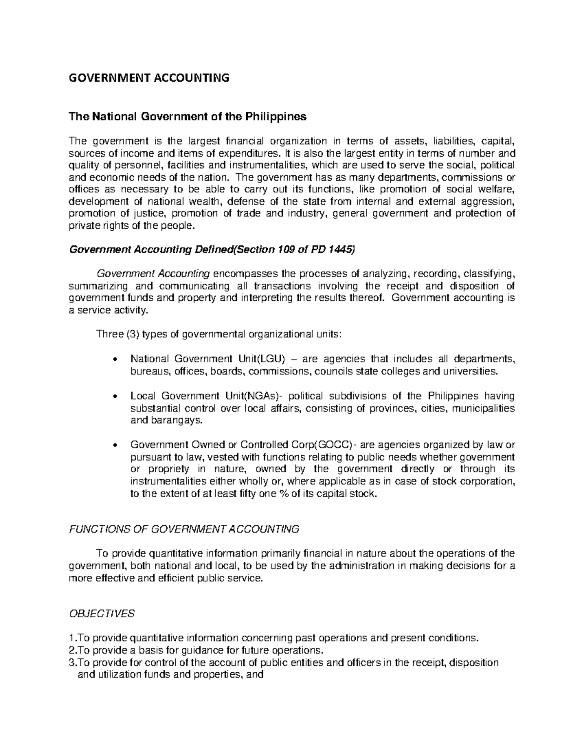 Government Accounting Overview Handouts for NGAs: A Comprehensive Guide ...