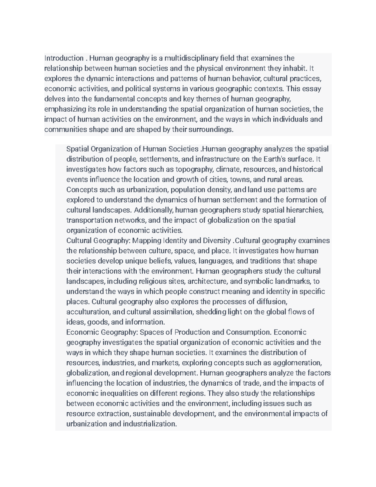 Human Geography: Analyzing Human-Environment Interactions Dynamics ...