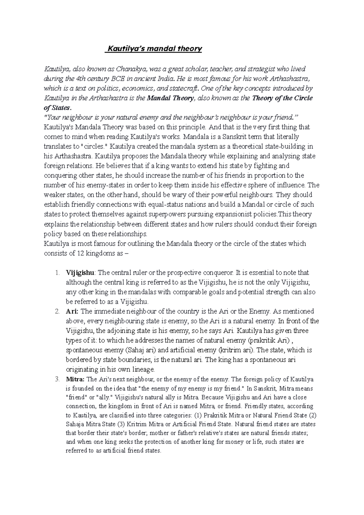 Iiipt Mandala Theory: Kautilya's Strategic Framework in Statecraft ...