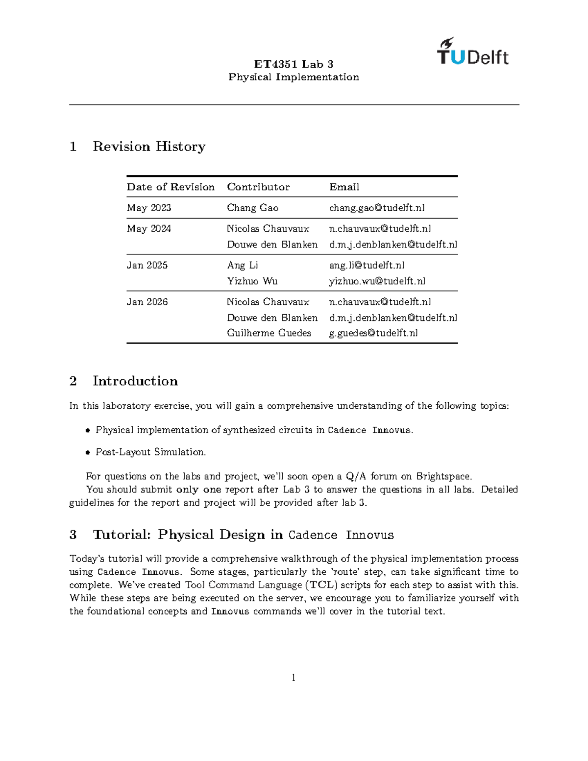 ET4351 Lab 3: Physical Implementation and Design Flow Guide - Studeersnel