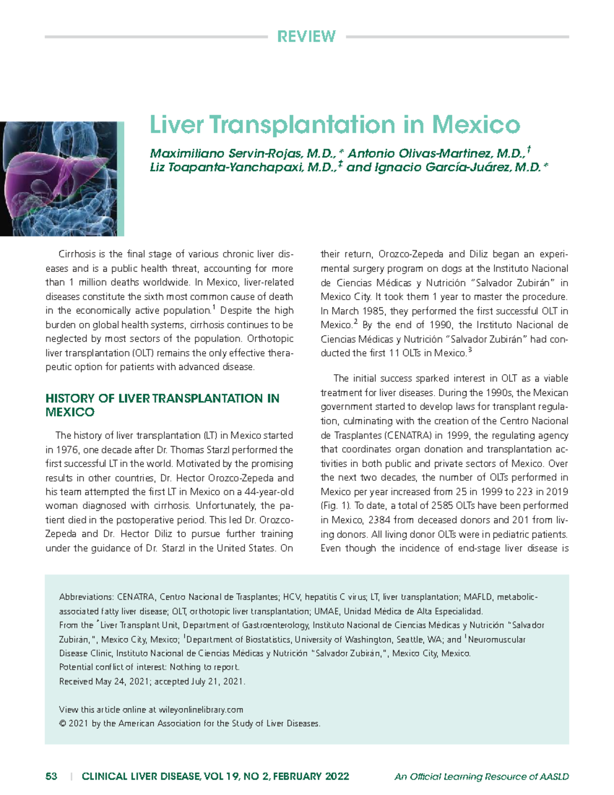 Liver Transplantation in Mexico: A Comprehensive Review (AASLD) - Studocu