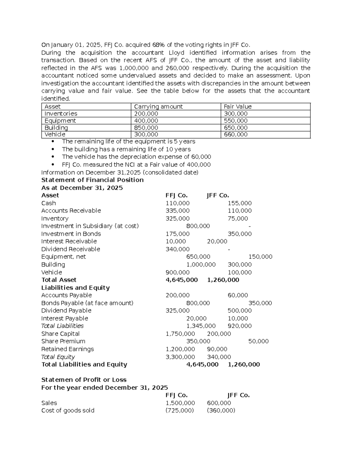 FFJ Co. Acquisition Analysis: AFS & Intercompany Transactions (2025 ...