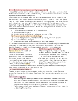 ASL 1 - 3.14 Homework - SIGNING NATURALLY ####### CUL TUR AL VISUAL WAY ...