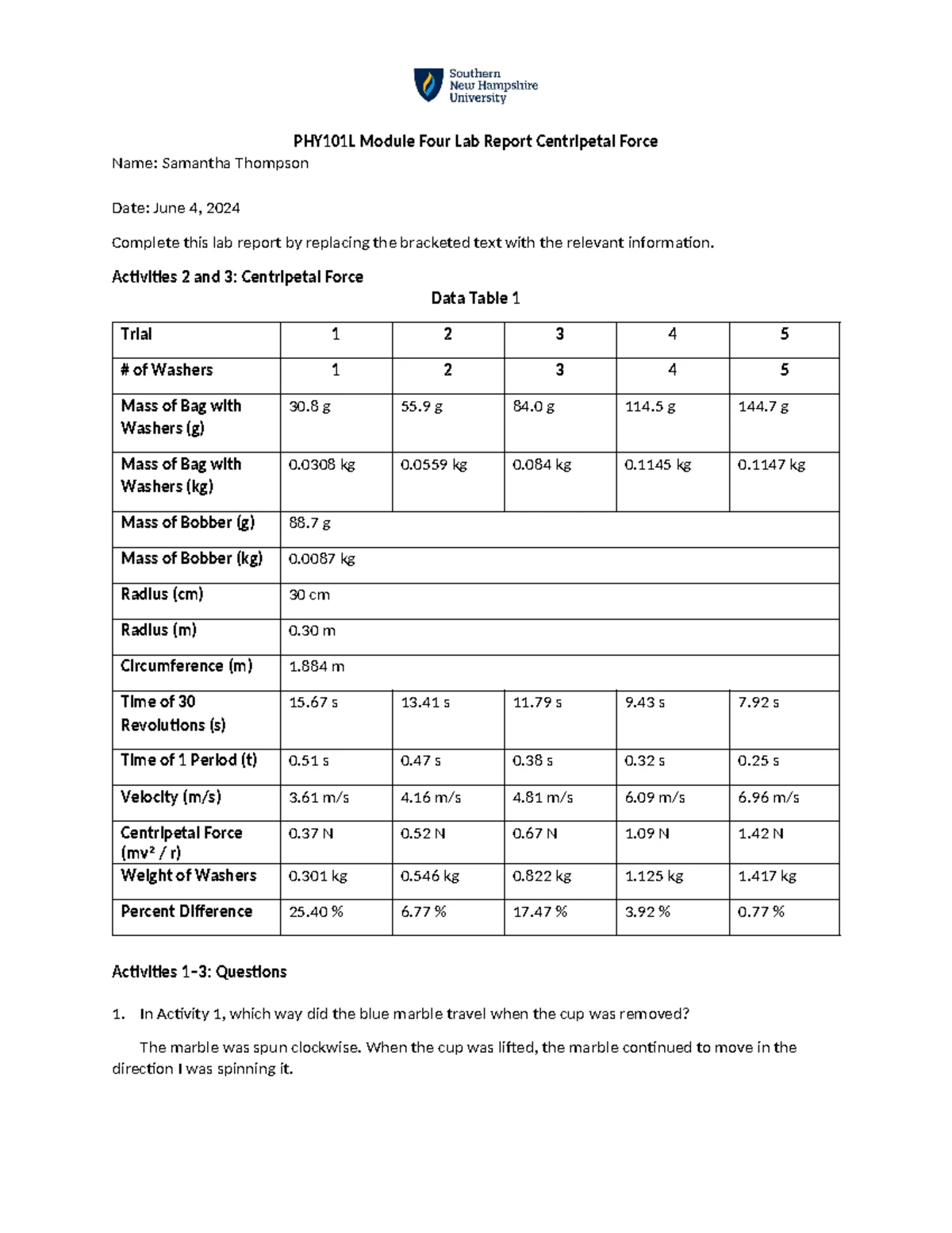 PHY 101L Module 3 Lab Report: Understanding Projectile Motion - Studocu