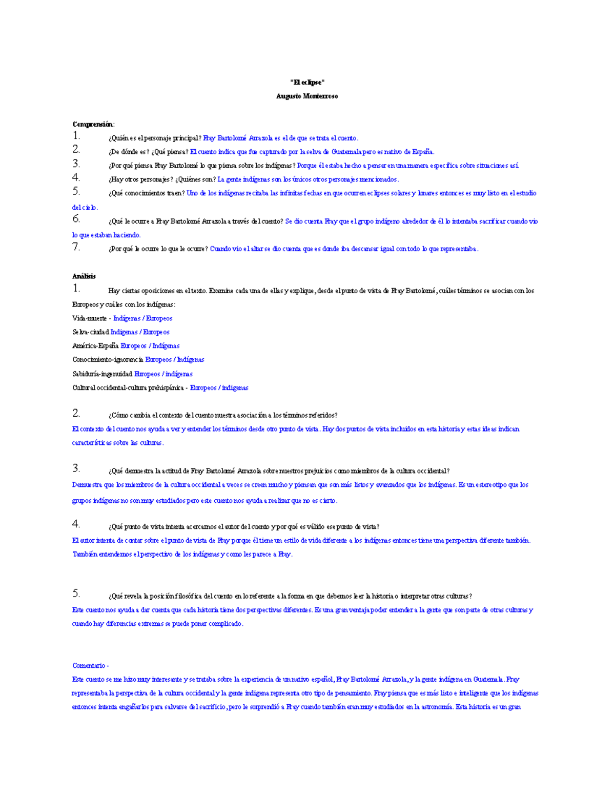 Análisis de "El Eclipse" de Augusto Monterroso: Comprensión y ...