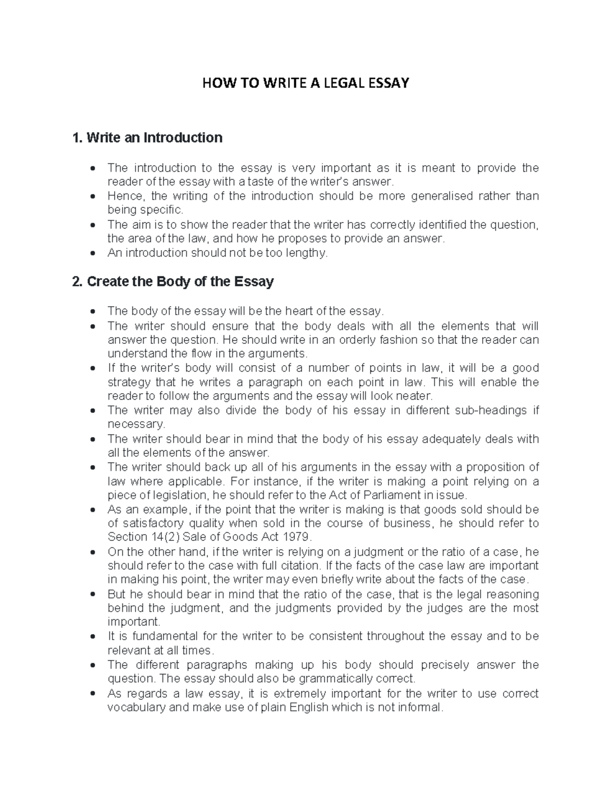 Legal Essay Writing Guide: Key Elements & Structure - Studocu