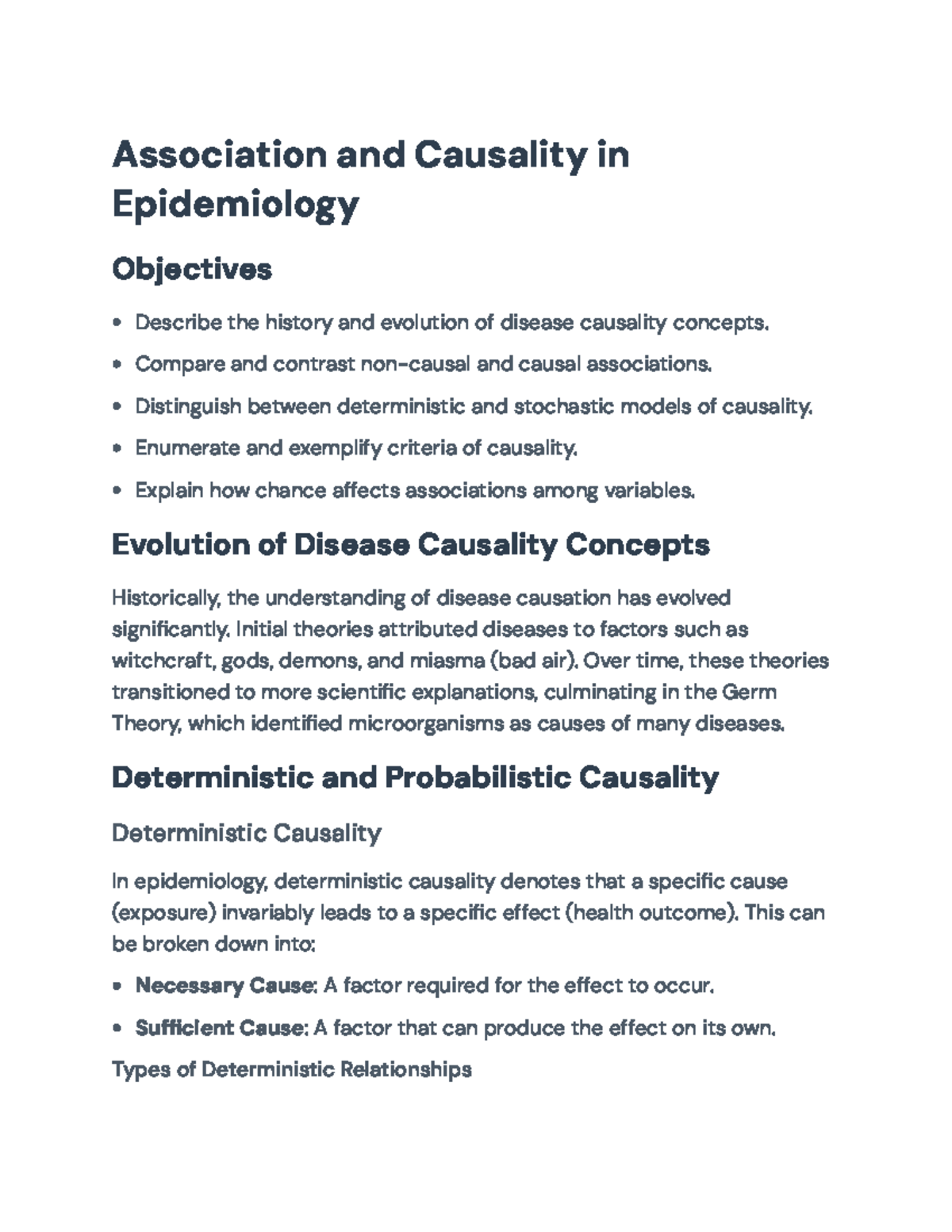 Epidemiology: Understanding Association and Causality Concepts ...
