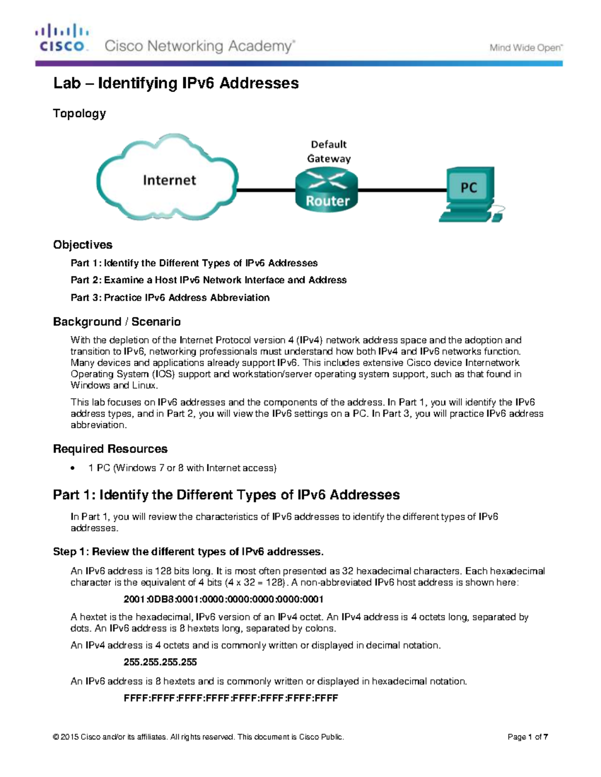 7.2.5.3 Lab: Mastering IPv6 Address Identification and Abbreviation ...