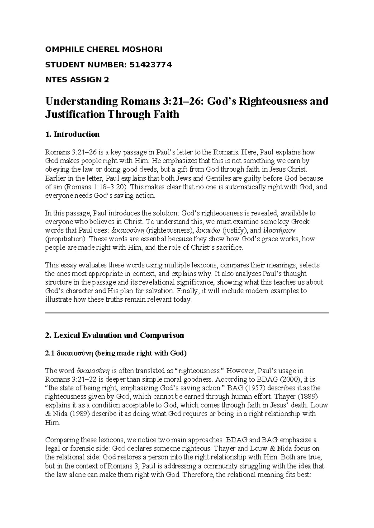 NTES 51423774 - Understanding Righteousness & Justification in Romans ...