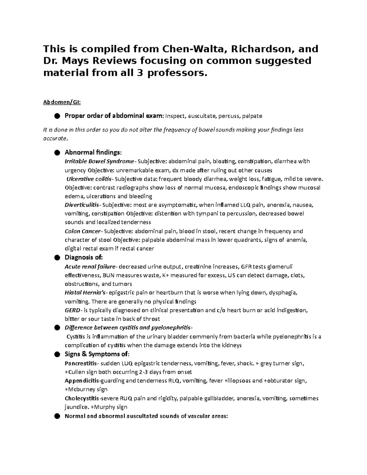 Comprehensive Exam 4 Study Guide: Abdominal & Neuro Topics - Studocu
