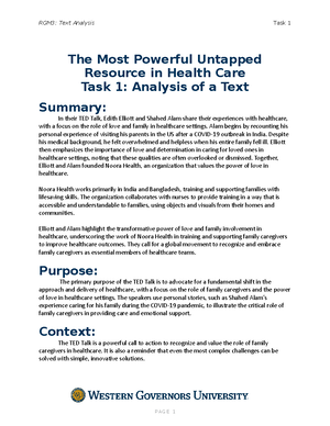 Task 1 Template - writing with a strategy - RGM3: Analysis of a Text Task 1 Template D269 Task 1 ...
