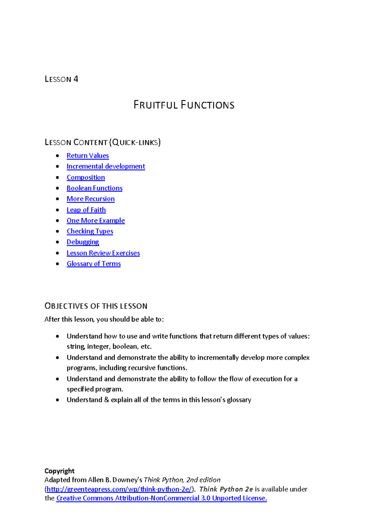 Lesson 4: Fruitful Functions and Incremental Development in Python ...