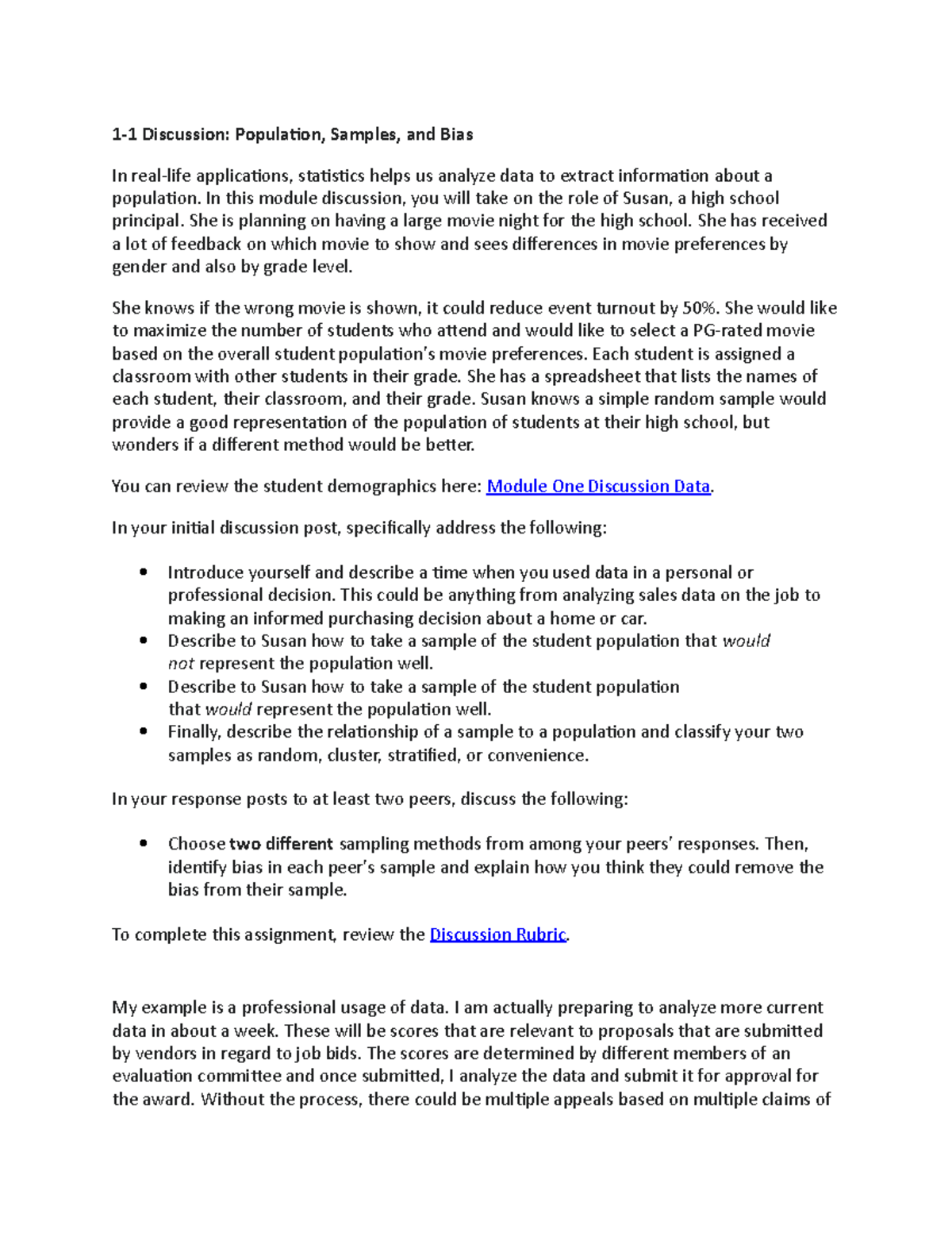 Mat 240 - Discussion on Sampling Methods and Bias Analysis - Studocu